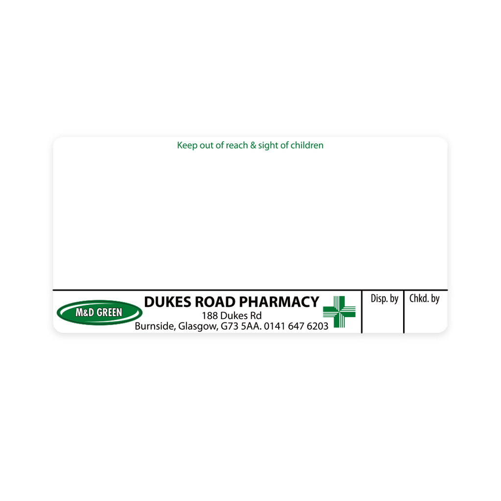 M&D Green Dukes Road Pharmacy Labels | EMT Healthcare